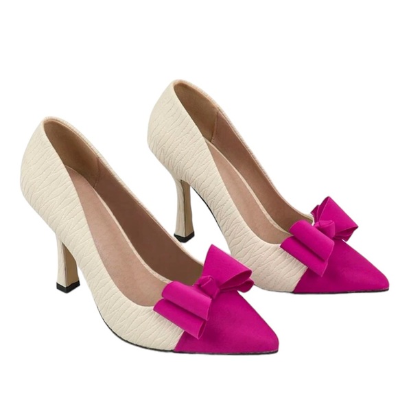 Shoes | Hot Pink Pointed Toe Thin Heel Shoes | Poshmark